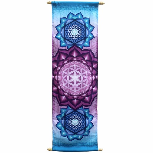Crystal Wonderland Flower of Life Wall Hanging Art Banner Print on ...