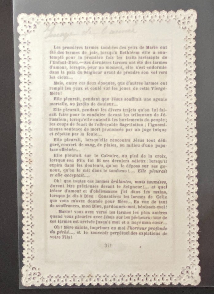 Pious Image 19th Century Lace Good Friday Number 458 | eBay