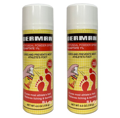 Derman Antifungal Powder Spray Athlete's Foot Cure Skin Treatment 4.6oz ...