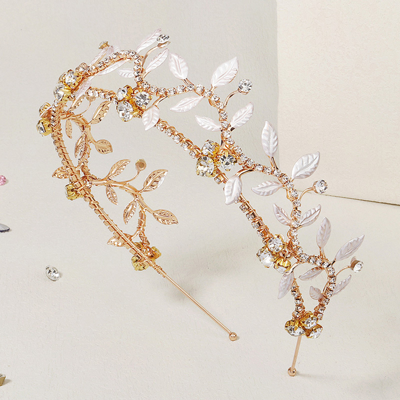 Bridal Crown Shining Photo Props Bridal Leaf Tiara Party Hair Jewelry ...