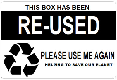 ♻️ This Box Has Been Re-used Recycled Reduce Shipping Label Stickers ...