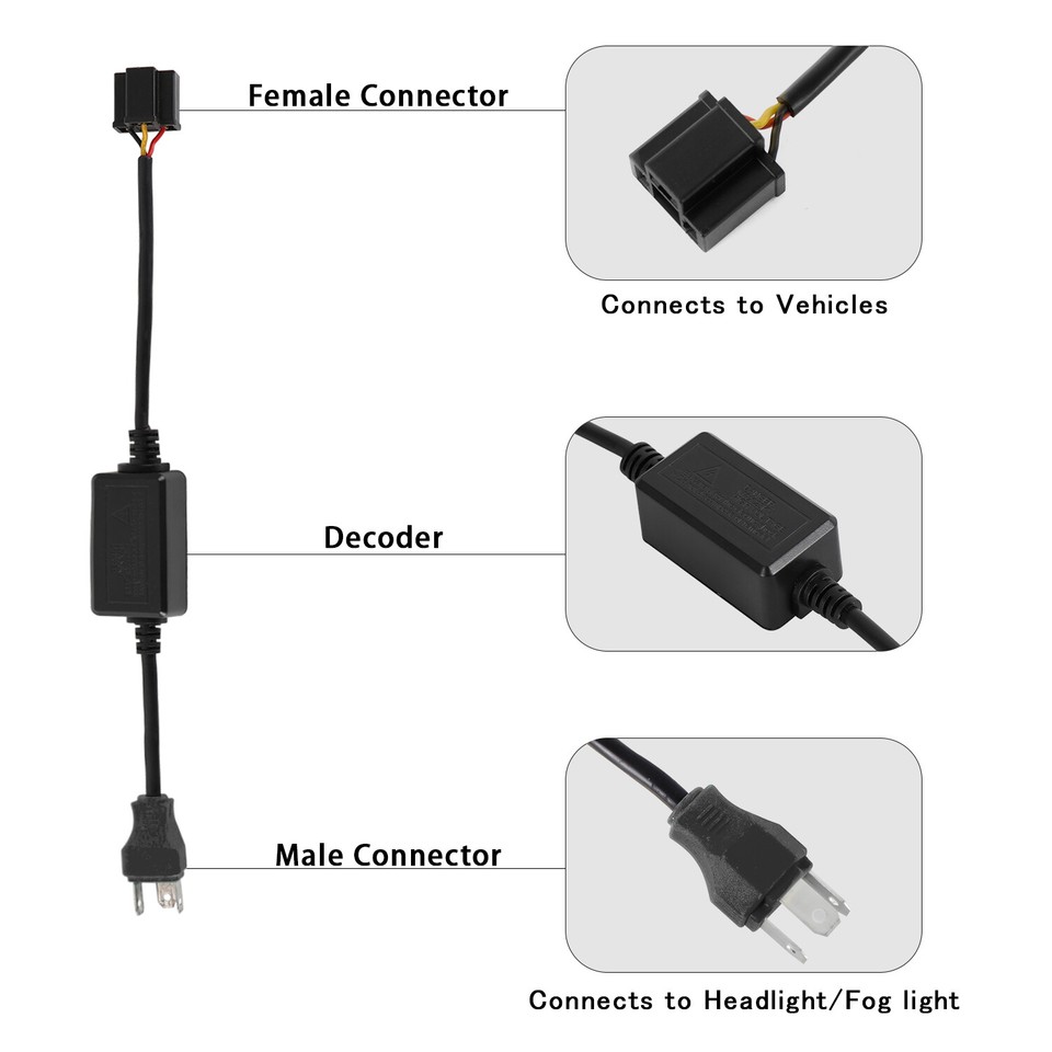 2pcs H4 9003 LED Headlight Canbus Load Resistor Decoder Error Free Anti ...
