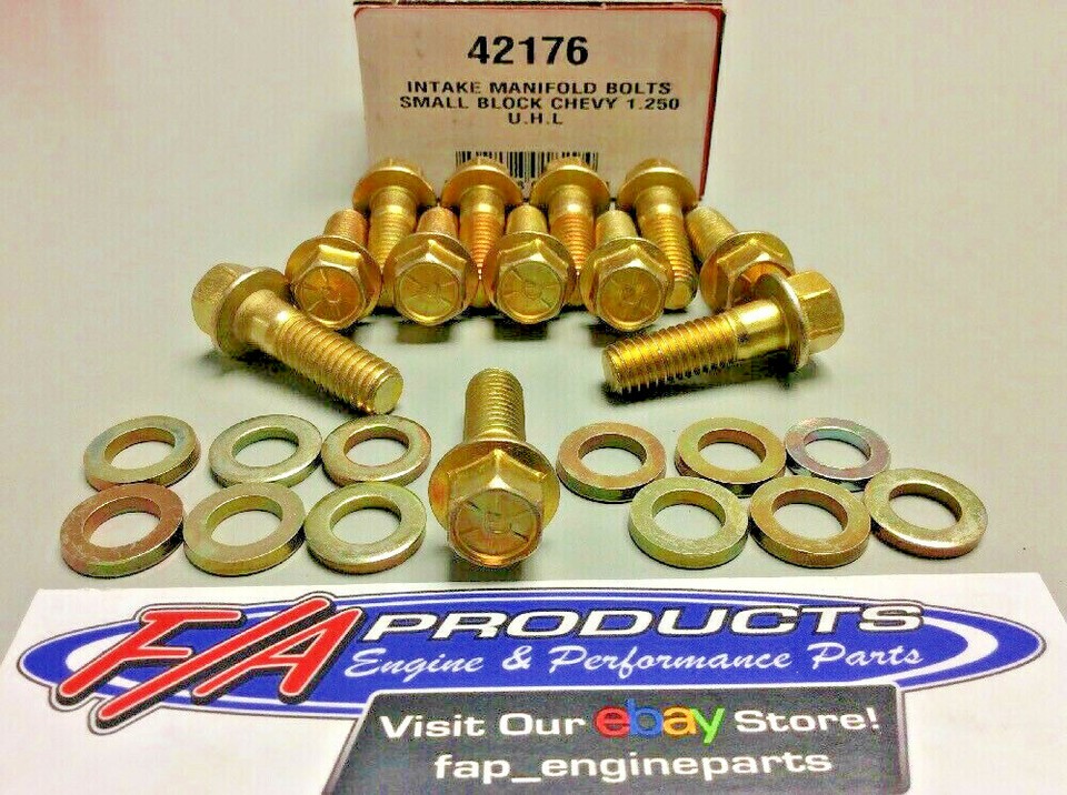 Manley 42176 Small Block Chevy Intake Manifold Bolts Gold Irridite With ...
