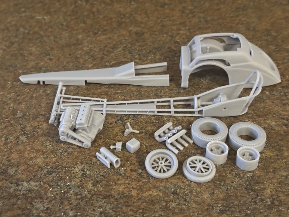 1/25 Scale 3D Printed Resin 1960s Rail Front Engine Dragster Model Kit ...