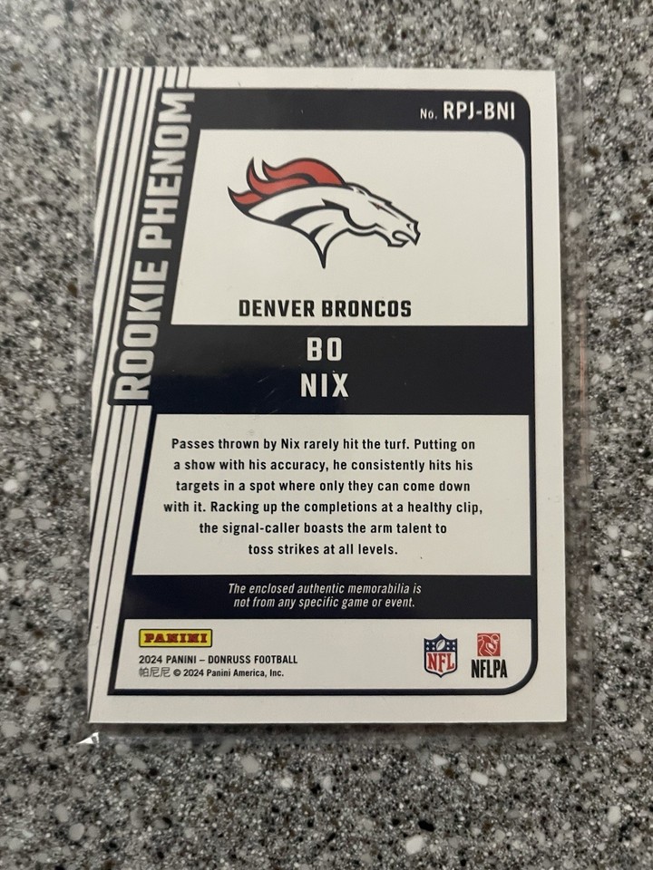 2024 Panini Donruss Football Bo Nix Rookie Phenom #RPJ-BNI Denver ...