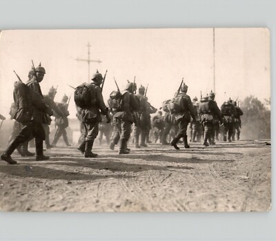 GERMAN SOLDIERS Marching Advance Military World War I 1914-18 Press ...