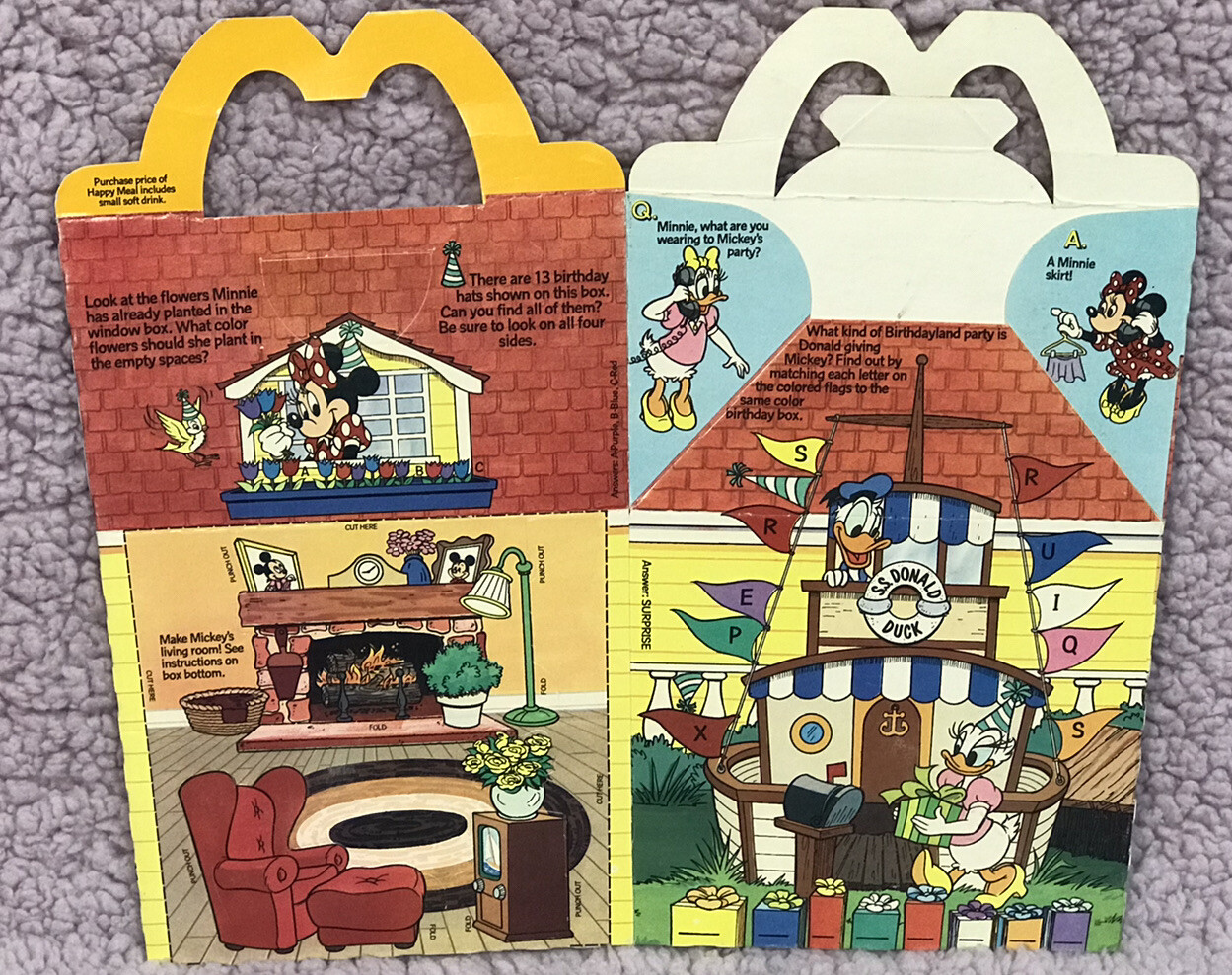 Vintage 1988 McDonalds Happy Meal Boxes Mickeys Birthdayland Lot of 3 ...