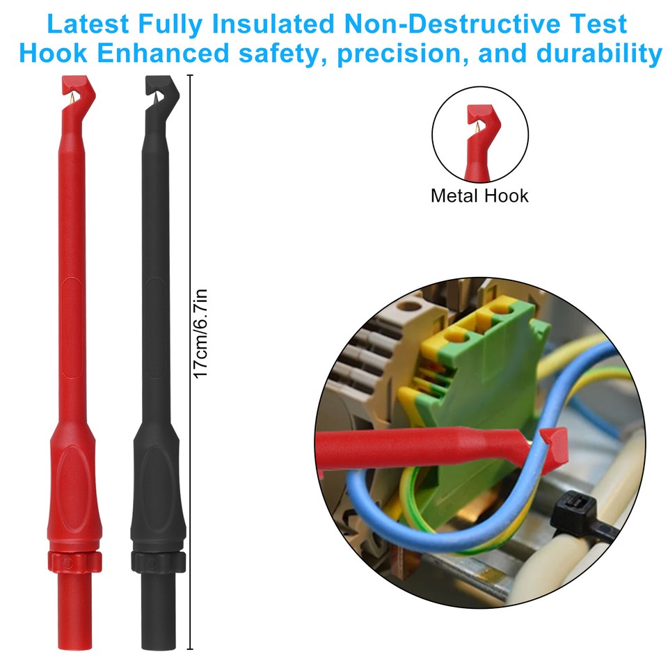 8Pcs Multimeter Automotive Test Leads Kit 4mm Wire Piercing Clip Test ...