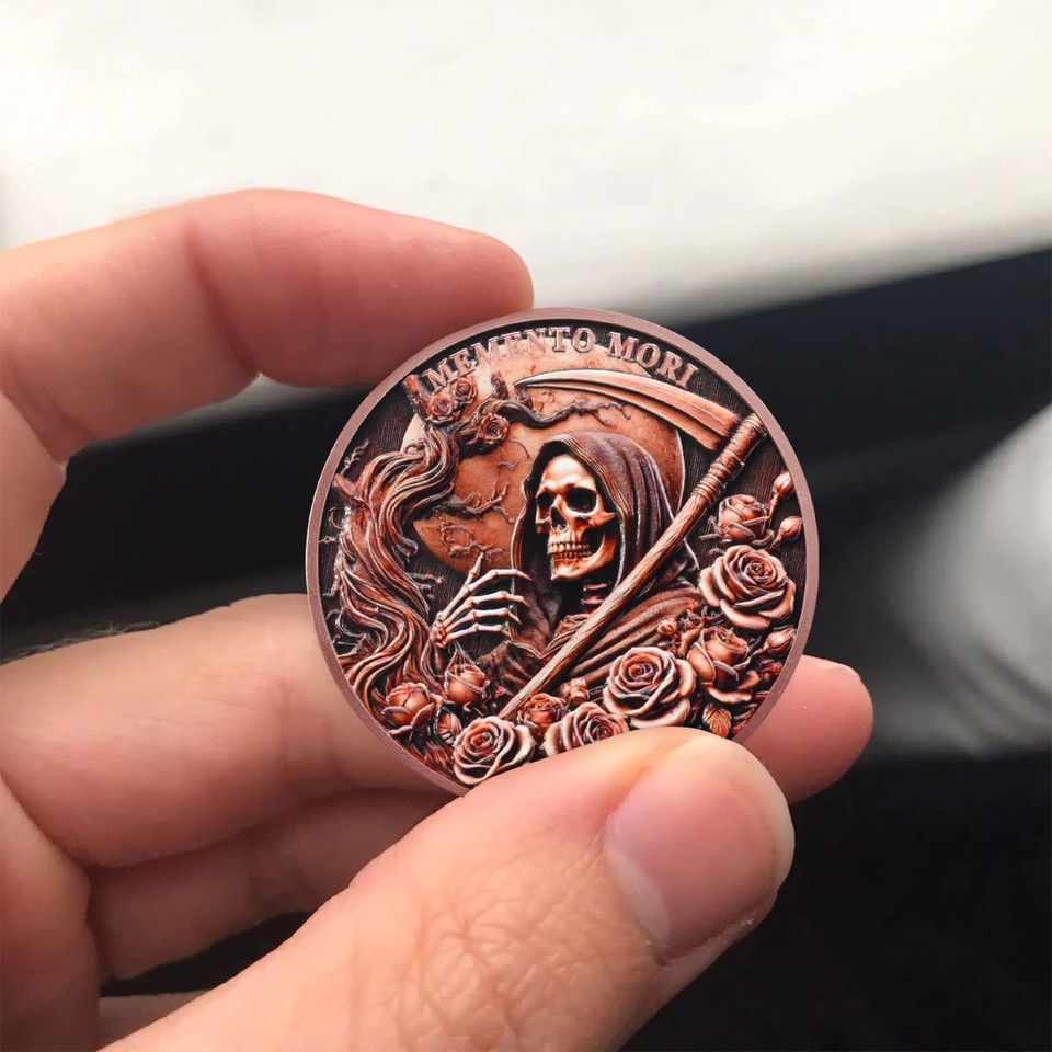 10pcs Stoic Memento Mori Coin Carpe Diem Themed Grim Reaper Skull ...