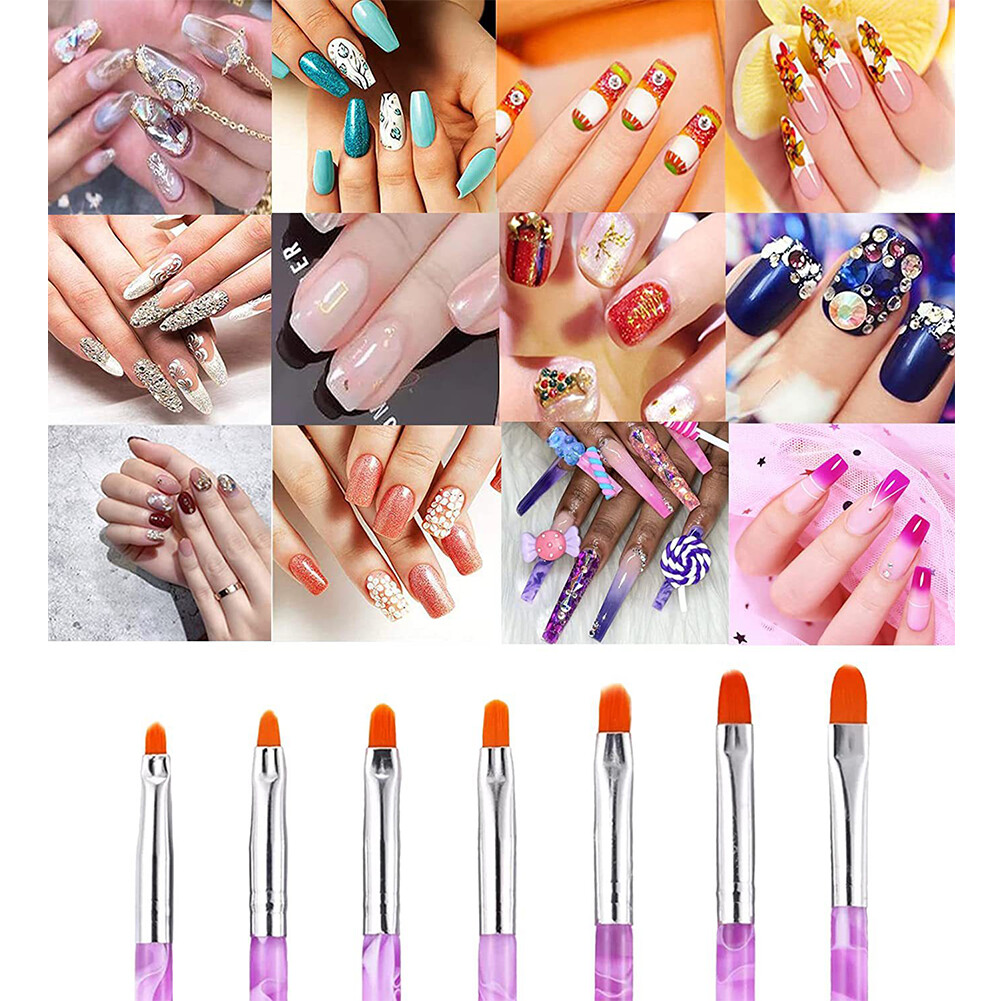 Nail Brush Set For Acrylic Powder Tips Dotting Pen Professional Art UV ...