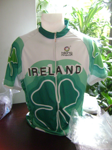 IRELAND BIKE JERSEY IRISH CYCLING SHIRT SIZE L COOL JERSEY LUCKY CLOVER ...