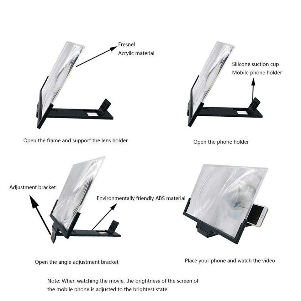 14" Smartphone Screen Magnifier 3D Video Mobile Phone Amplifier Stand ...