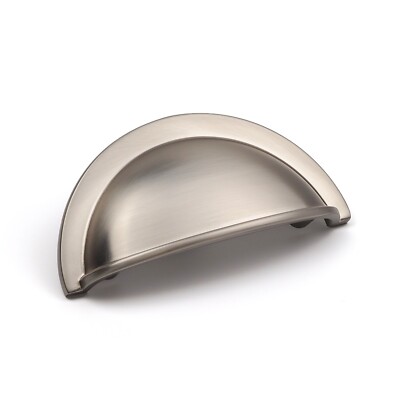 10 x Nickel Cup Handle Brushed Silver Kitchen Cabinet Cupboard Drawer ...