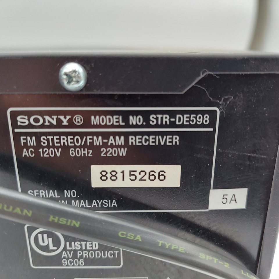 Sony STR-DE598 6.1 Channel Surround Sound AM/FM Audio/Video Receiver | eBay