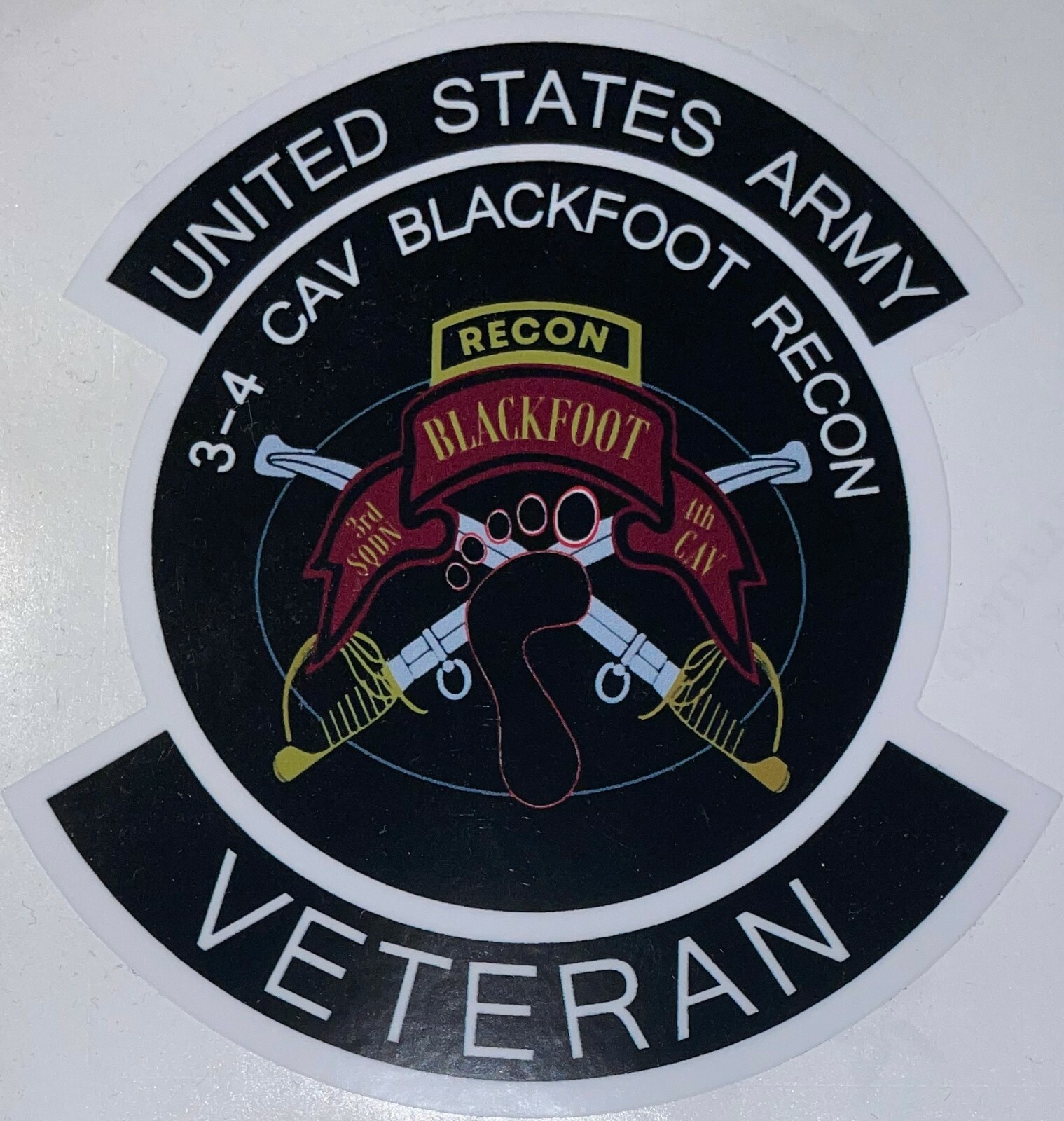 US Army 3-4 Cavalry Blackfoot Recon Veteran Sticker Waterproof D139 | eBay