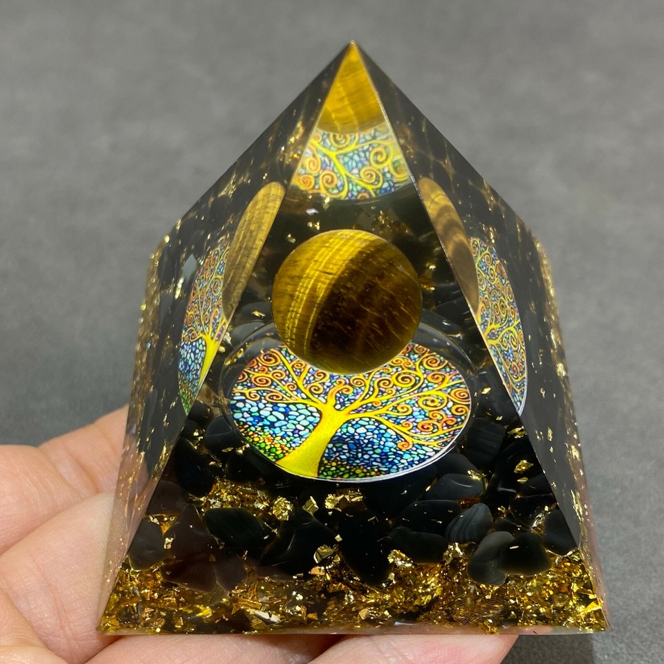 tiger eye Crystal Sphere Orgonite Pyramid Chakra Energy Orgone Stone ...