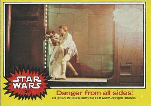 1977 Topps Star Wars Series 3 Yellow #136 Danger From All Sides! Leia ...