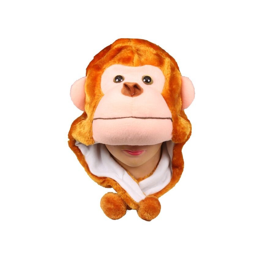 Plush Fleece Animal Hat MONKEY with Pom Poms Fleece lined | eBay