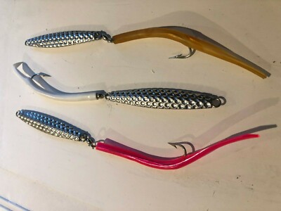 3- 3oz- A-27 Ava Type Hammered Diamond Jigs With Tube Tail Hooks | eBay