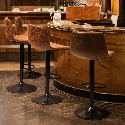 2pcs Industrial Rustic Bar Stools Leather Padded Seat Kitchen Pub ...