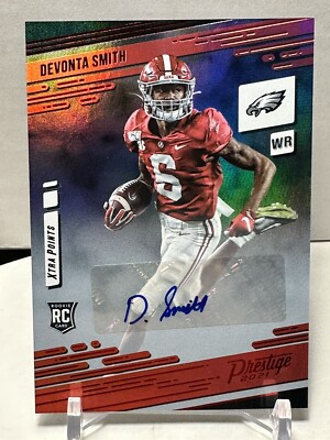 2021 Prestige Devonta Smith Auto Rookie Xtra Points Red | eBay