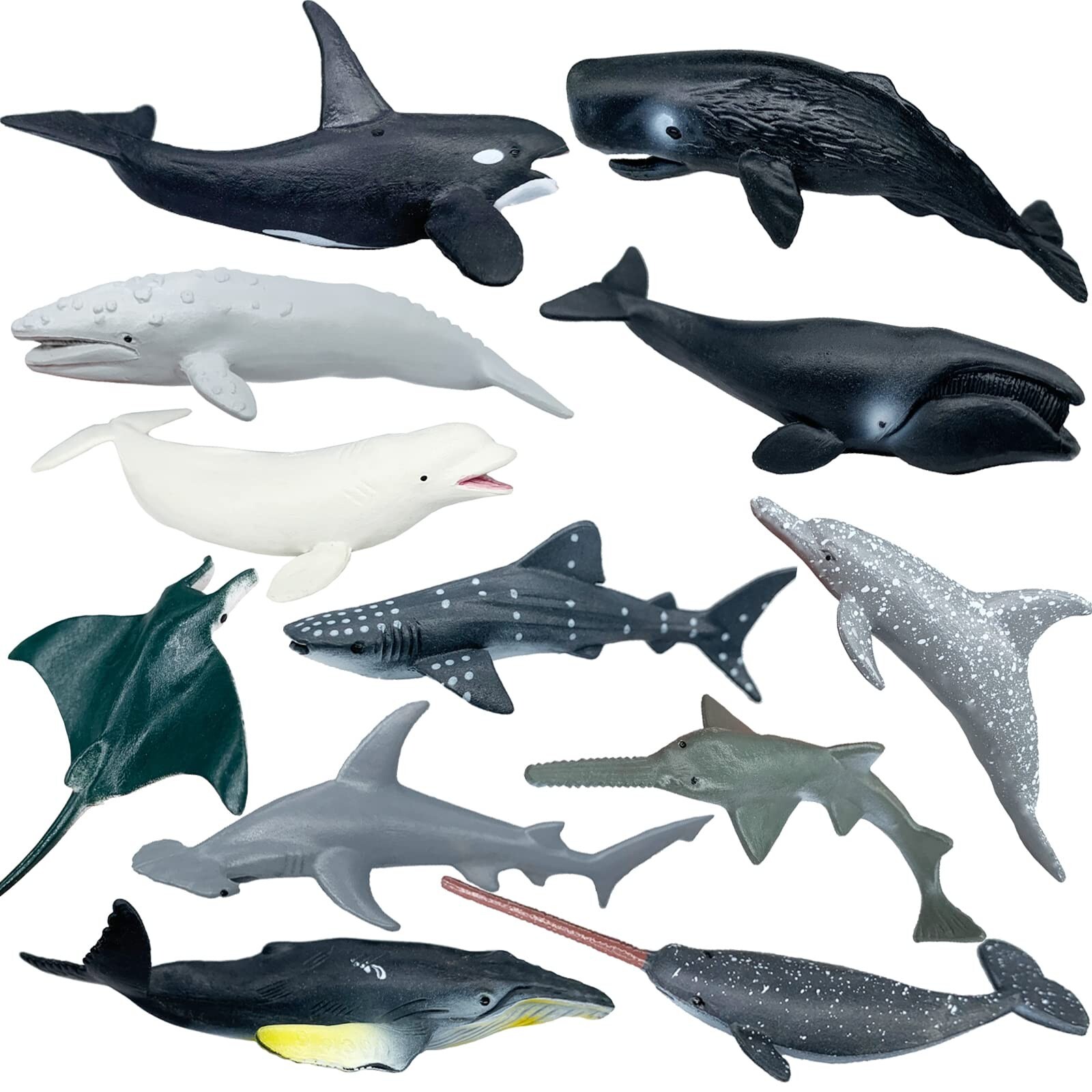 Sharks Figures Sea Animals Whale Toys Set Ocean Animal Action Figures ...