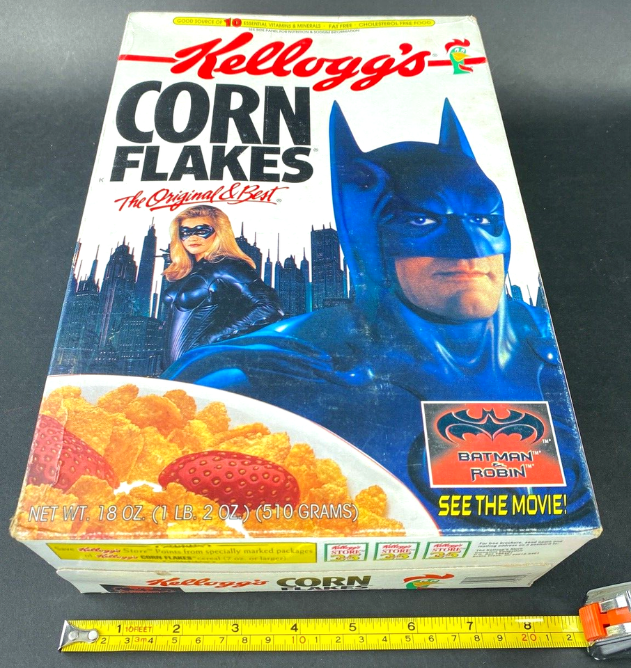 Vintage 1997 Kellogg's Corn Flakes Cereal Box Batman & Robin Movie New ...