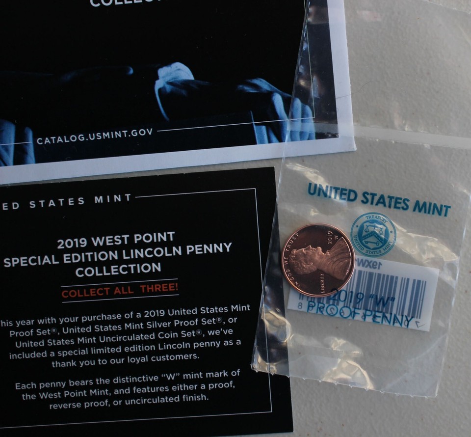 2019 W PROOF Lincoln Shield One Cent Coin West Point Mint Package and ...