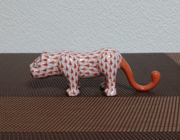 Herend Porcelain Figurine Tiger Orange Fishnet Interior ornament Rare ...