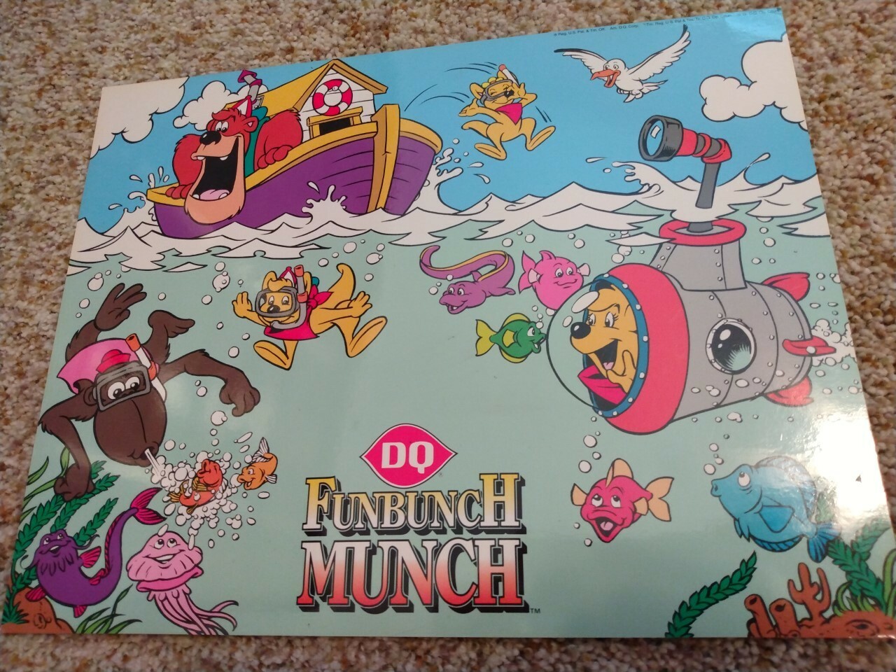 Dairy Queen Fun Bunch Munch 1989 Kids Meal Placemat Advertising Display ...