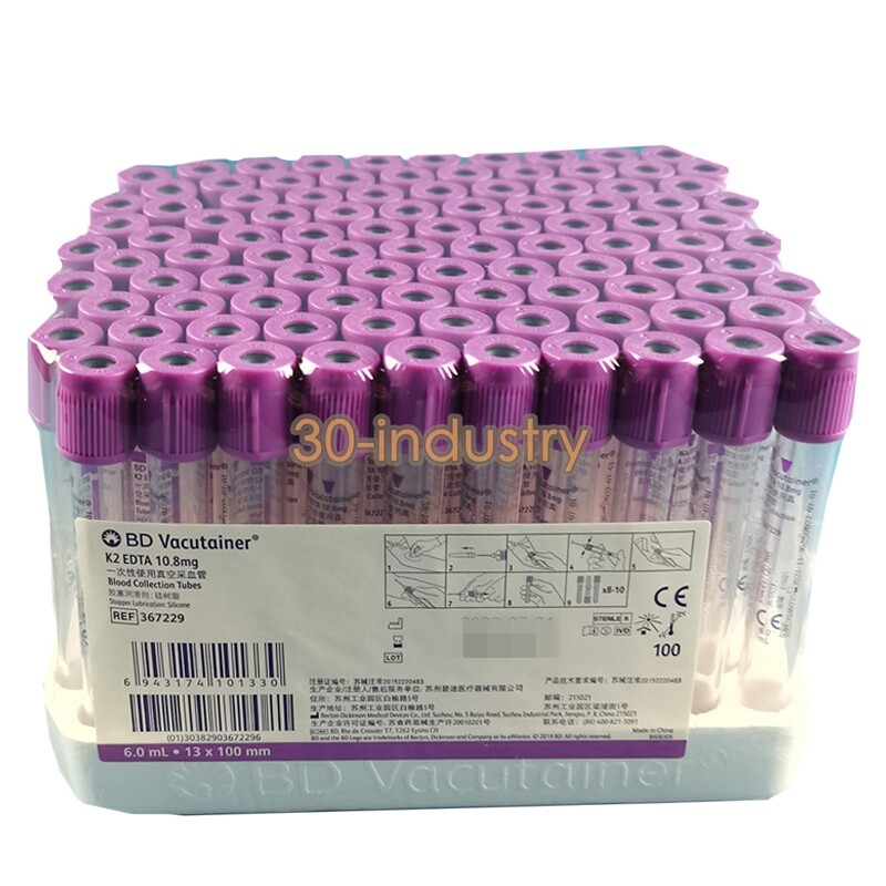 100pcs/bag BD Vacuum anticoagulant tube K2EDTA 367841 367863 367525 2 4 ...