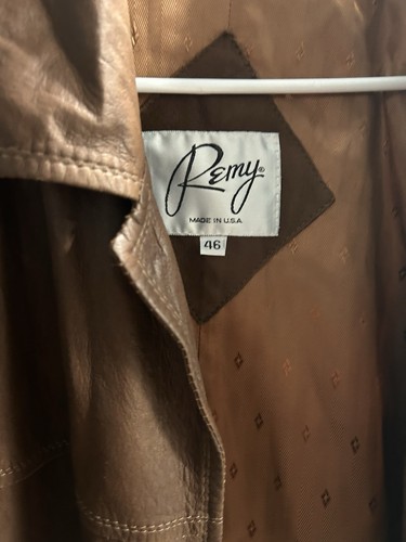 Vintage Remy Leather Blazer Jacket Mens 46 Rockabilly Brown Lined ...