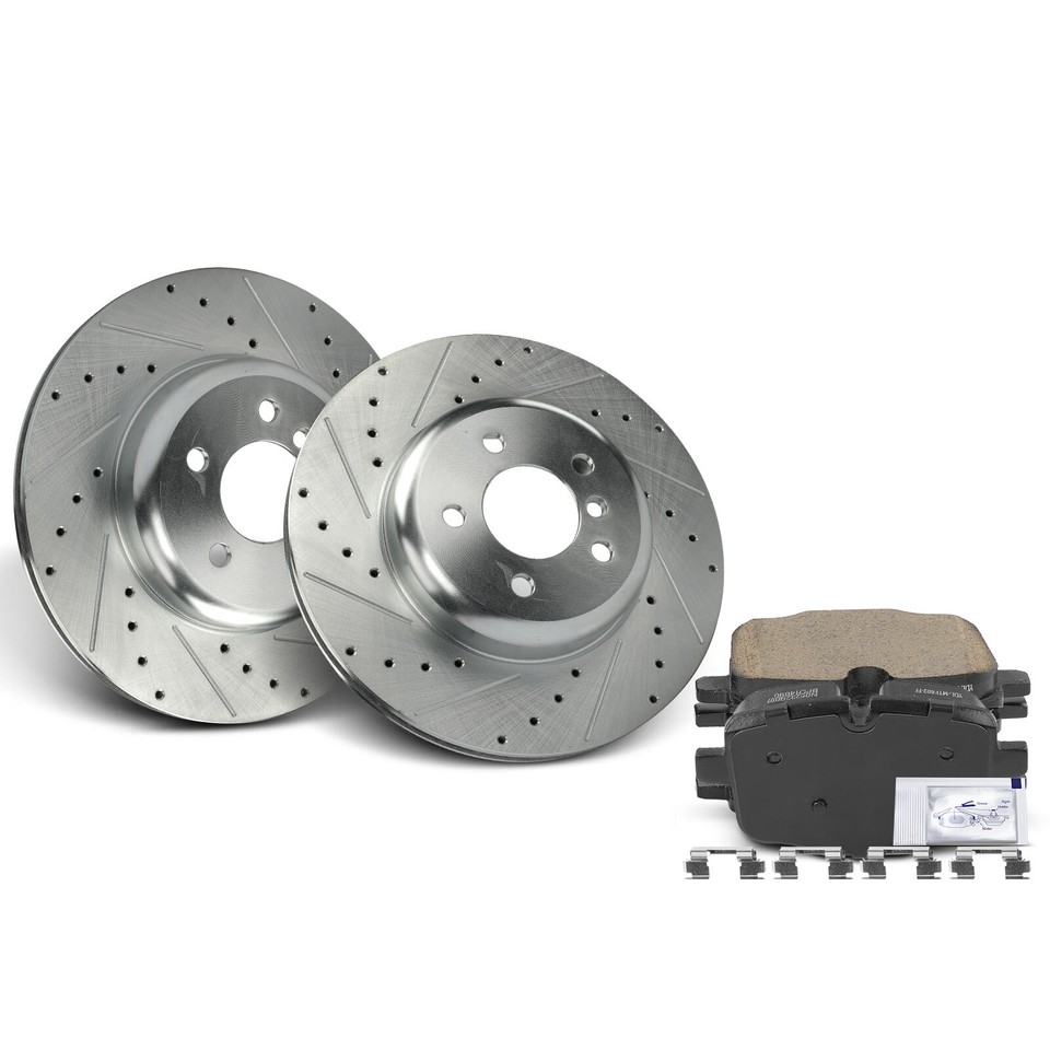 Rear Drilled Rotor &Ceramic Brake Pad for BMW F06 F10 535i 550i 640i ...