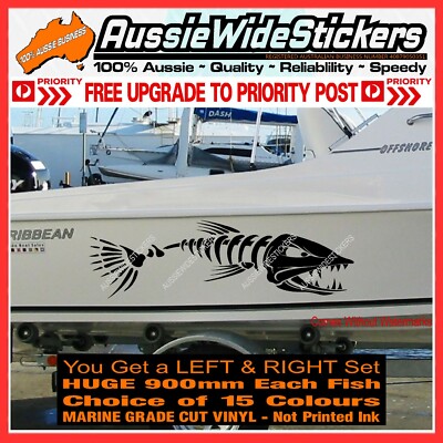 Huge 900mm Fishing BOAT FISH Stickers Marine Vinyl Tackle Box Cabin or ...