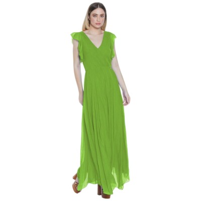 Robe Longue Avec Volants Couleur Vert Pomme Azzurrina RDP2309054017 ...