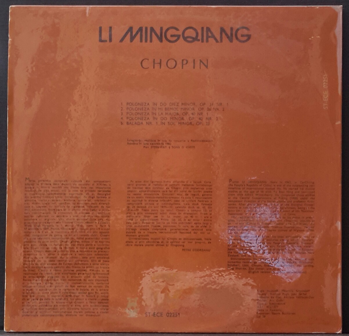 LI MINGQIANG PLAYS CHOPIN ELECTRECORD ST-ECE 02251 RARE! | eBay