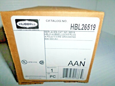 ⭐ NEW IN BOX ⚡ HUBBELL HBL26519 60-Amp HUBBELLOCK 26519 PLUG 60A 600V ...