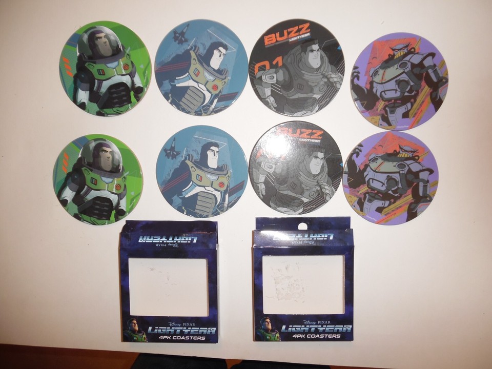 Disney Pixar Buzz Lightyear Drink Coasters Get 8 - Two 4 Packs, 4 ...