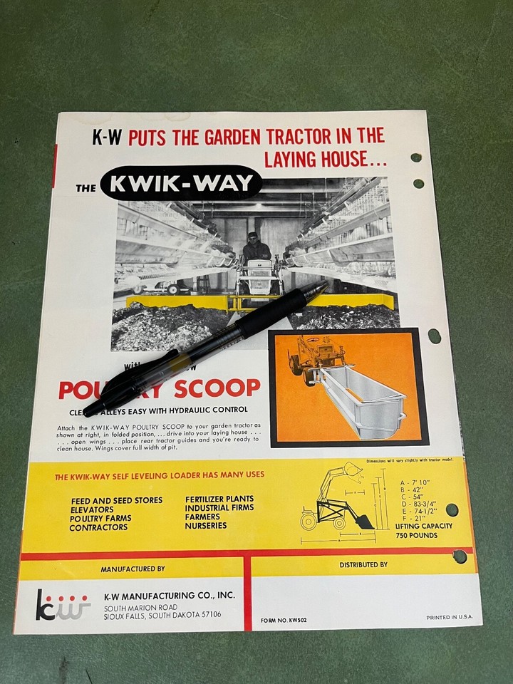 Orignal Kwik Way Garden Tractor Loader Brochure Cub Cadet John Deere | eBay