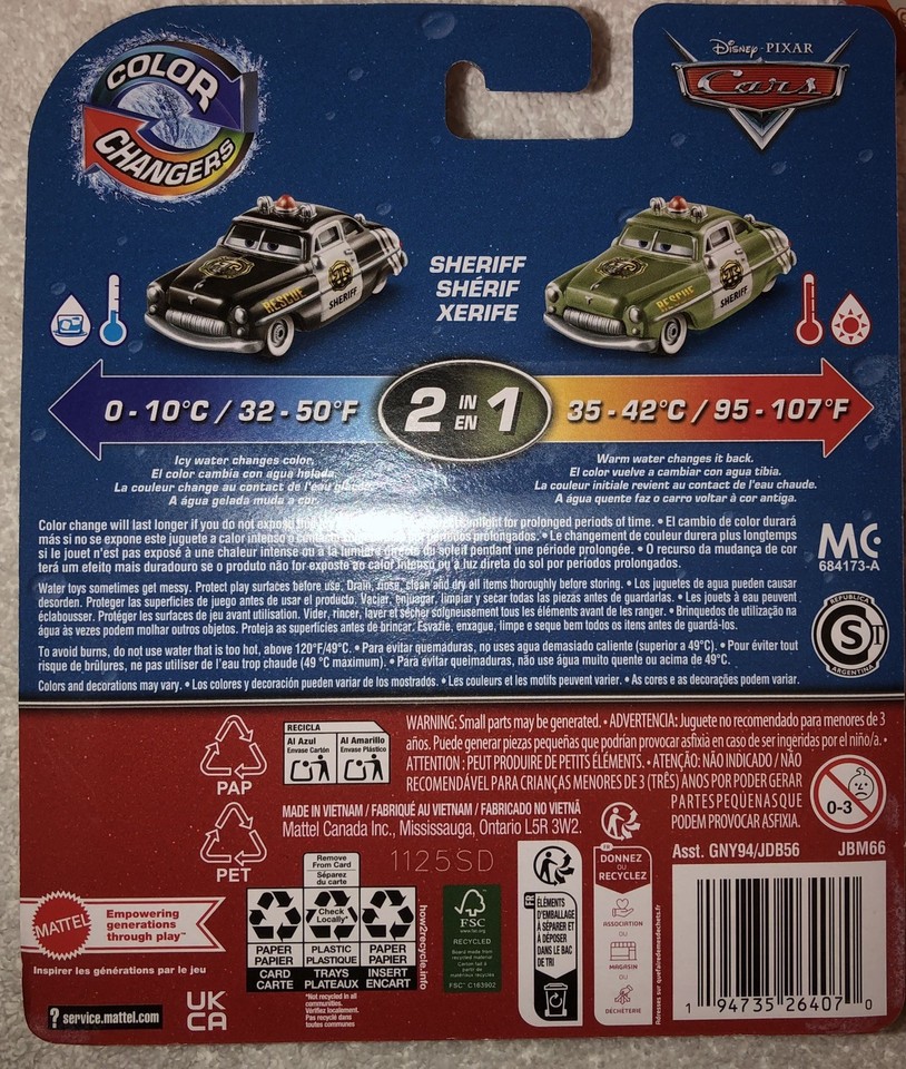 Disney Pixar Cars Color Changers Race & Rescue Sheriff Army Green/Black ...