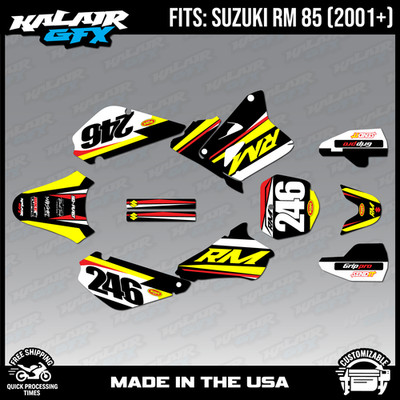 Graphics Kit for Suzuki RM85 (2001-2026) RM 85 Factory Series - Yellow ...