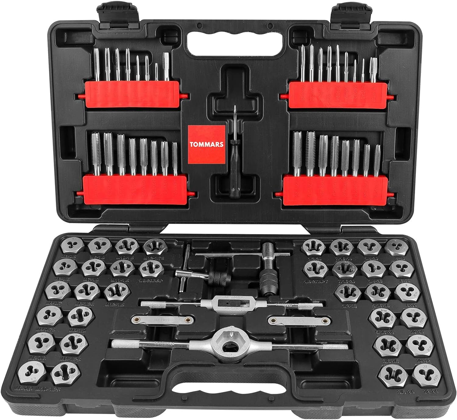 75Pc Tap and Die Set,SAE & Metric Hex Thread Taps Dies Wrench Threading ...