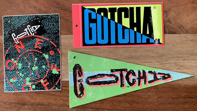 GOTCHA 1980's 1990's Surf Clothing Brand Tag Stickers Lot of 3 Vintage Originals | eBay