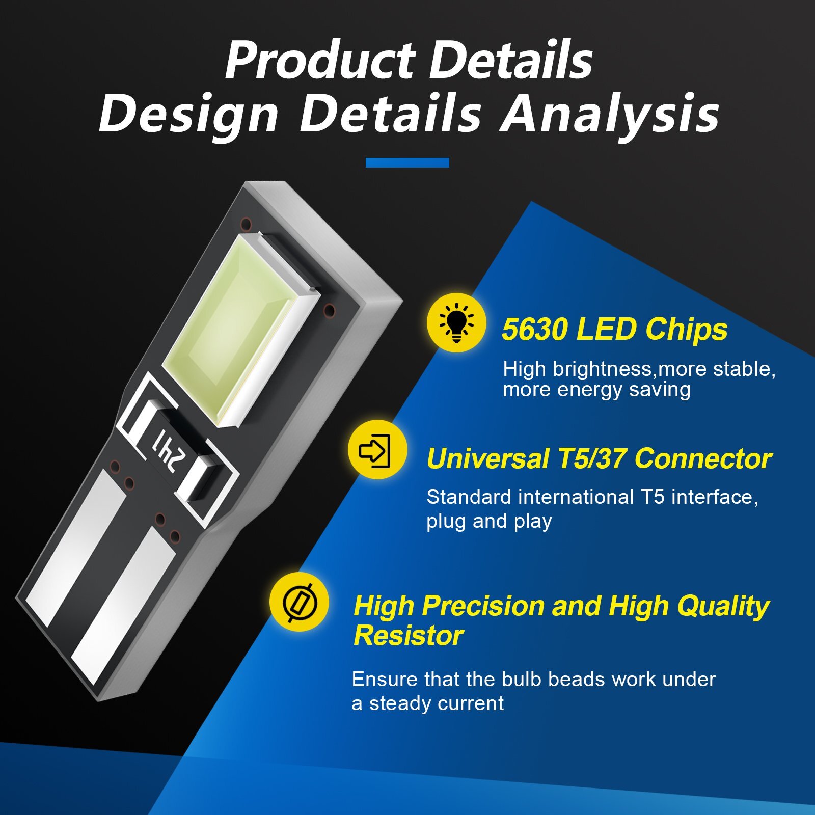 20pcs T5 Ice Blue 5630 LED Speedometer Instrument Gauge Cluster Dash ...