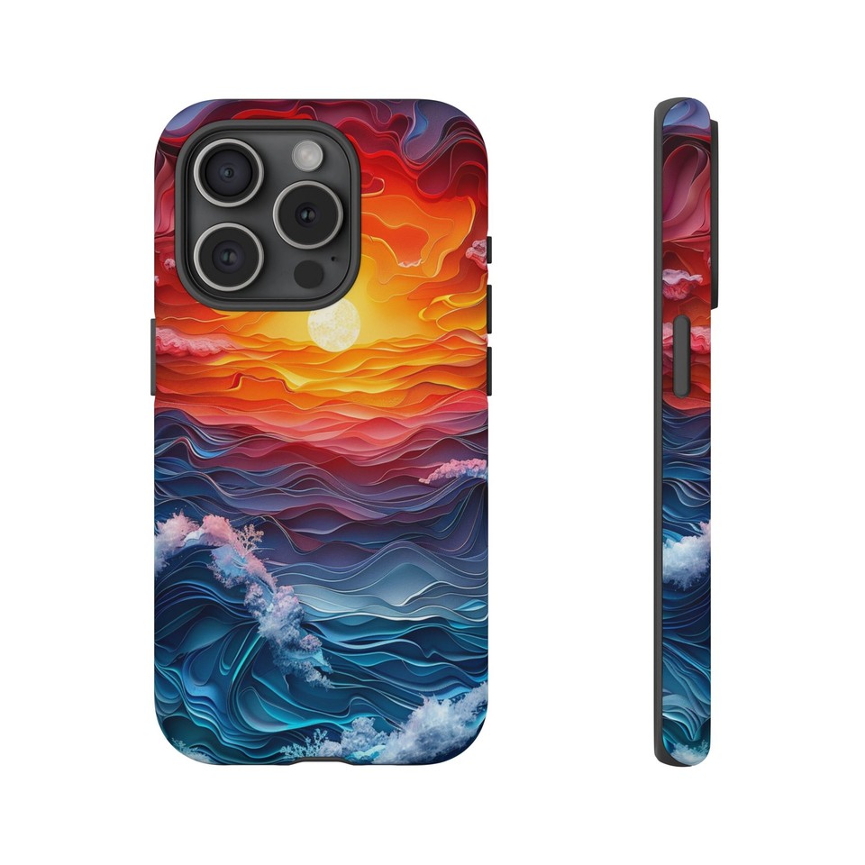 Phone-Ink iPhone, Pixel, Samsung Galaxy Case - Pastel Sunset Ocean ...