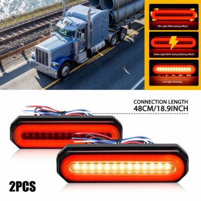 2x Red/Amber 5" Oval LED Truck Trailer Stop Turn Tail Brake Lights ...
