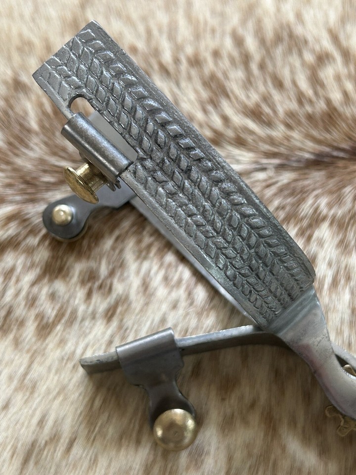 Adult Size Stamped Design Western Spurs Brass Rowels And Buttons PAIR ...