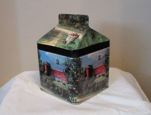 Country Farm Milk Carton Shaped Tin Box Barn Holstein Cows 3.5 x 5" | eBay