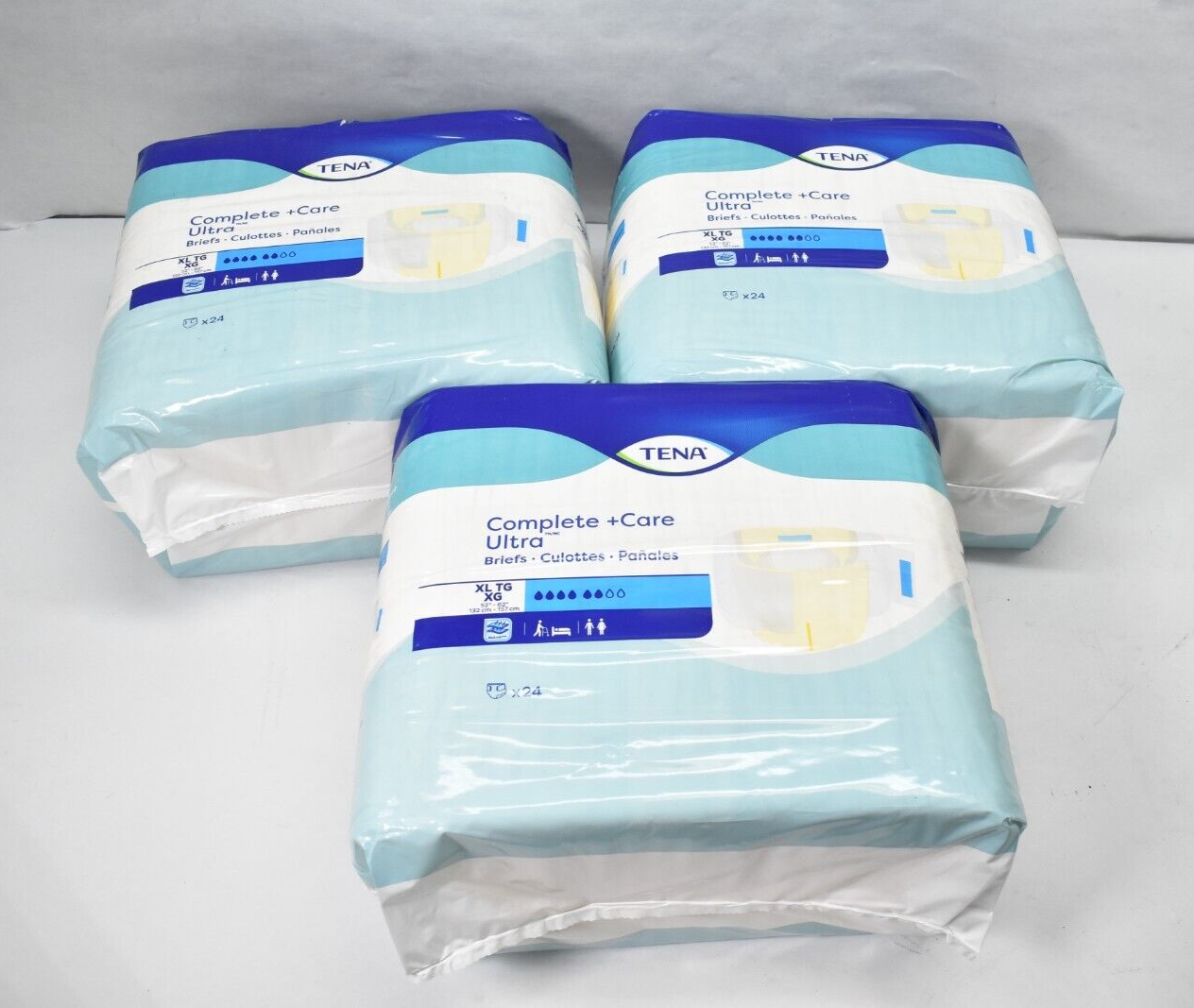 Lot of 3 Tena Complete+Care Ultra Adult Incontinence Briefs XL Moderate ...