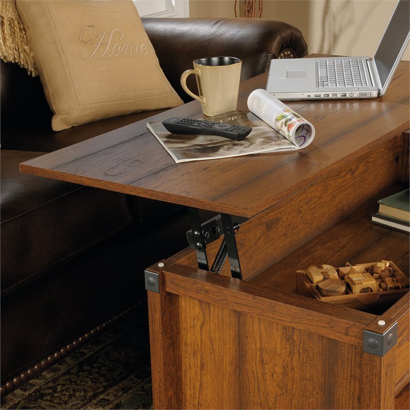 Sauder Carson Forge Lift-Top Coffee Table Washington Cherry Finish for ...